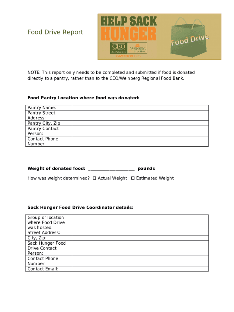 Weinberg Northeast Regional Food Bank Doc Template | pdfFiller