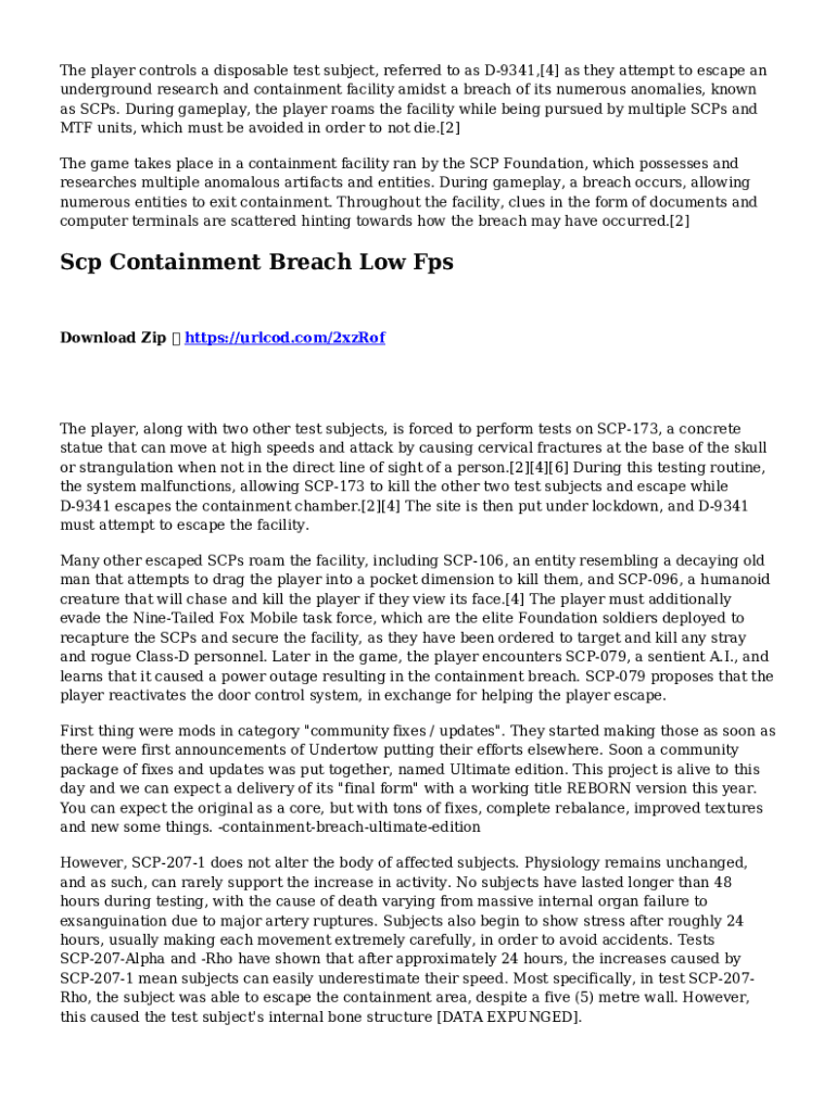 Fillable Online Class-D Personnel - SCP - Containment Breach Wiki ...