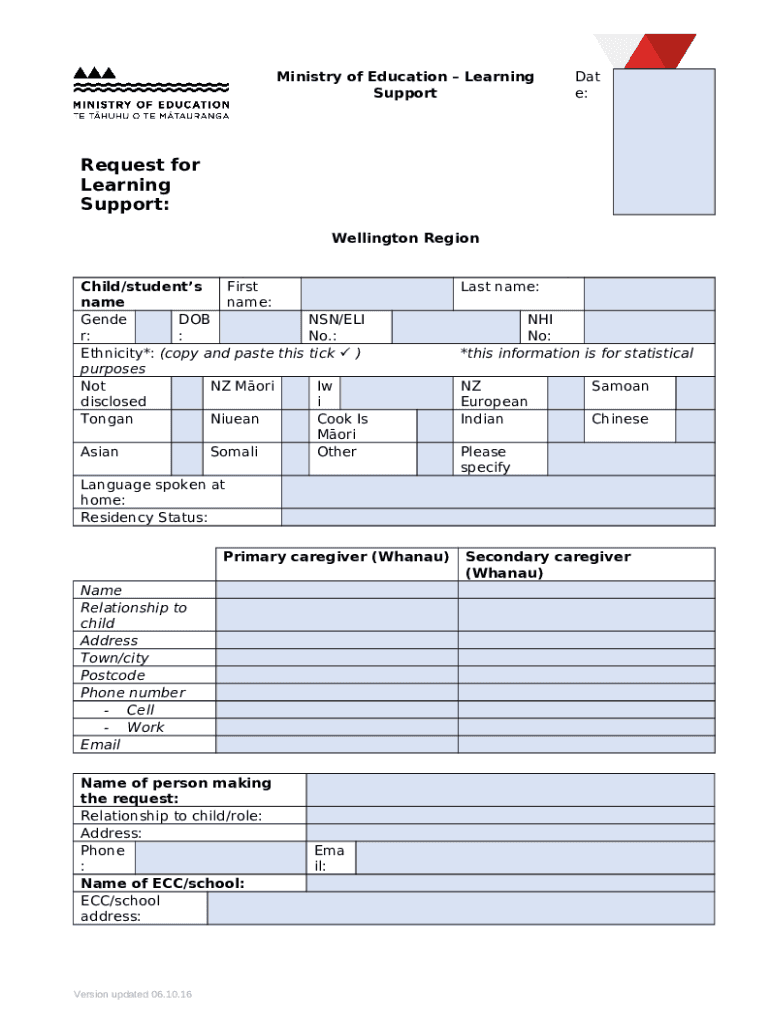 Request for Support - Ministry of Education Doc Template | pdfFiller