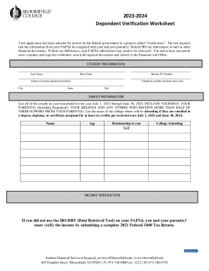 Fillable Online 2023-2024 Dependent Verification Worksheet-V5 Fax Email Print - pdfFiller