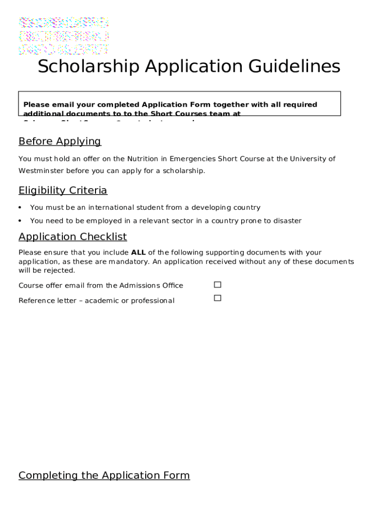 nutrition-in-emergencies-scholarship-application-- ... Doc Template | pdfFiller