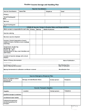 COVID-19 Vaccine Management Plan - NJIIS Doc Template | pdfFiller