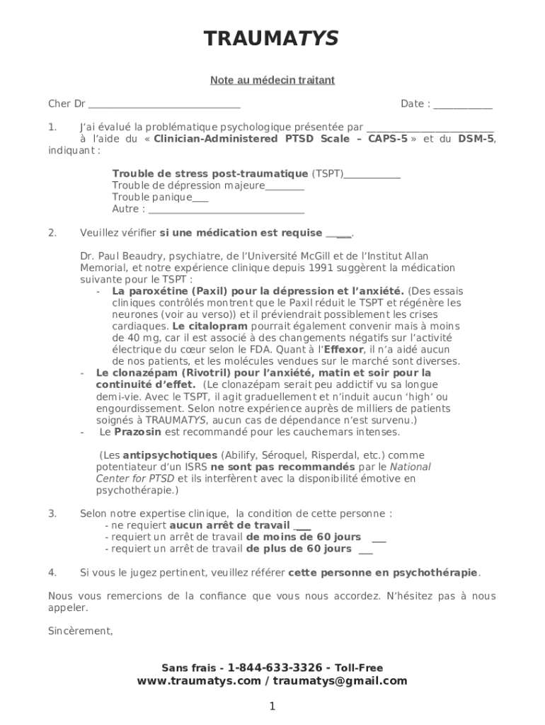 The Clinician-Administered PTSD Scale for DSM-5 (CAPS-5) Doc Template ...