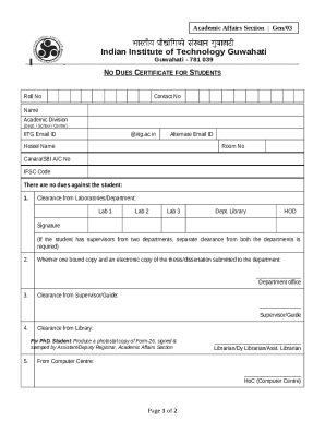indian institute of technology guwahati no dues certificate ... Doc ...