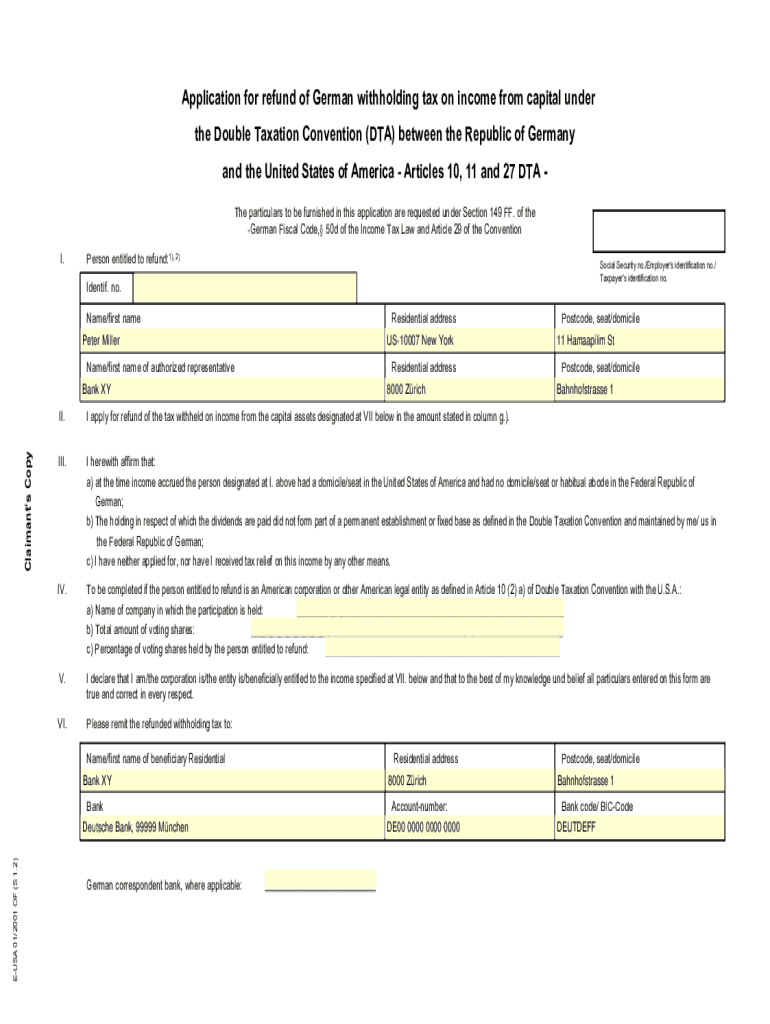 Fillable Online the Double Taxation Convention (DTA) between the ...
