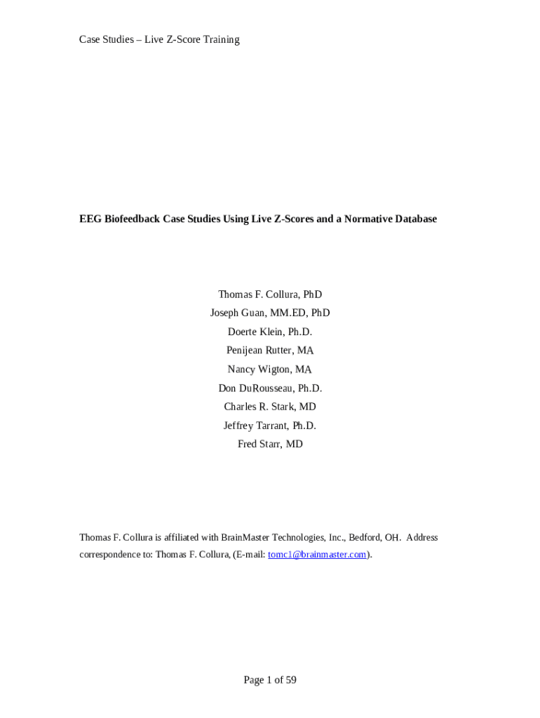 EEG Biofeedback Case Studies Using Live Z-Score ... Doc Template | pdfFiller