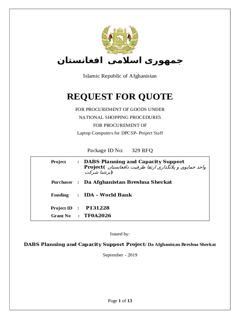 Request for Quotation (RFQ) for the procuremet of Laptop ... Doc ...