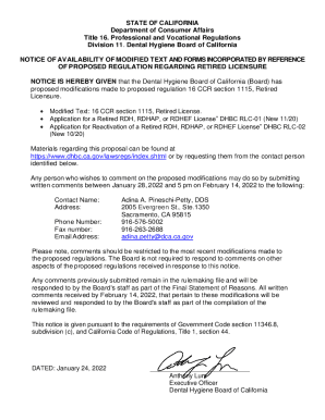 Fillable Online NOTICE OF AVAILABILITY OF MODIFIED TEXT AND FORMS ...
