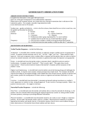 GENDER-EQUITY-OBSERVATION-. ... Doc Template | pdfFiller