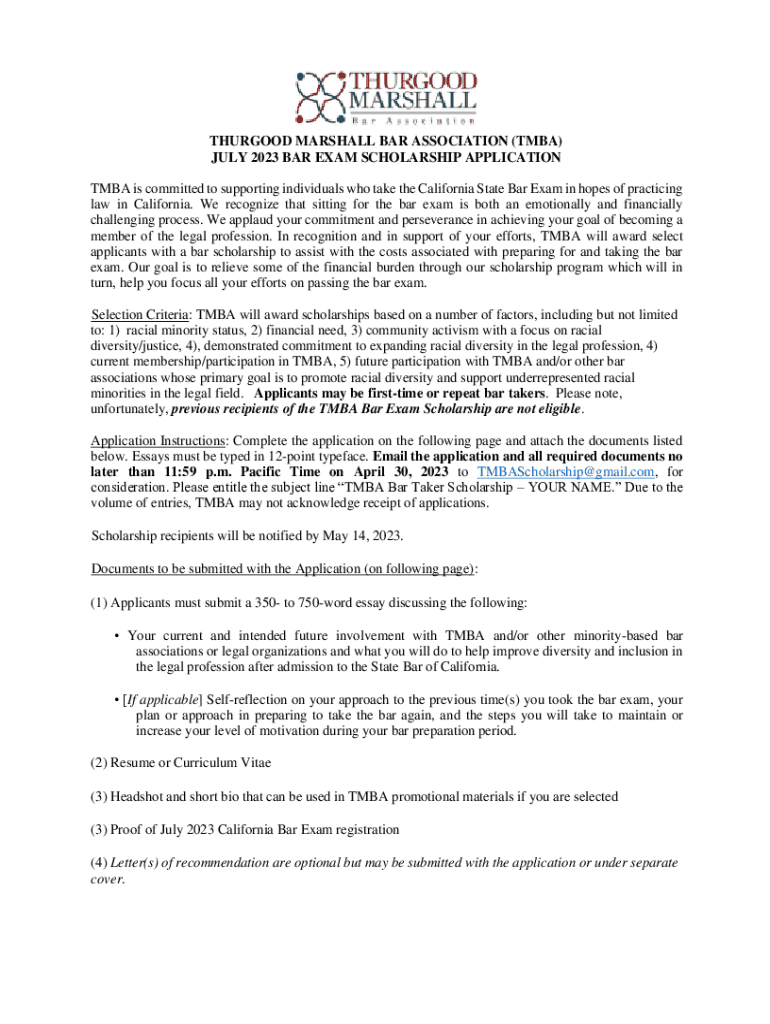 Fillable Online Thurgood Marshall Bar Association Fax Email Print - pdfFiller