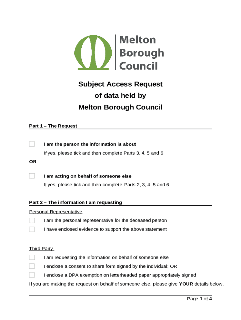 Little Melton Primary School Subject Access Request ... Doc Template ...