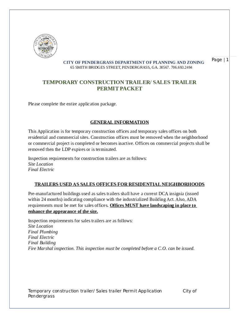 Temporary Construction and Sales trailer application Doc Template ...