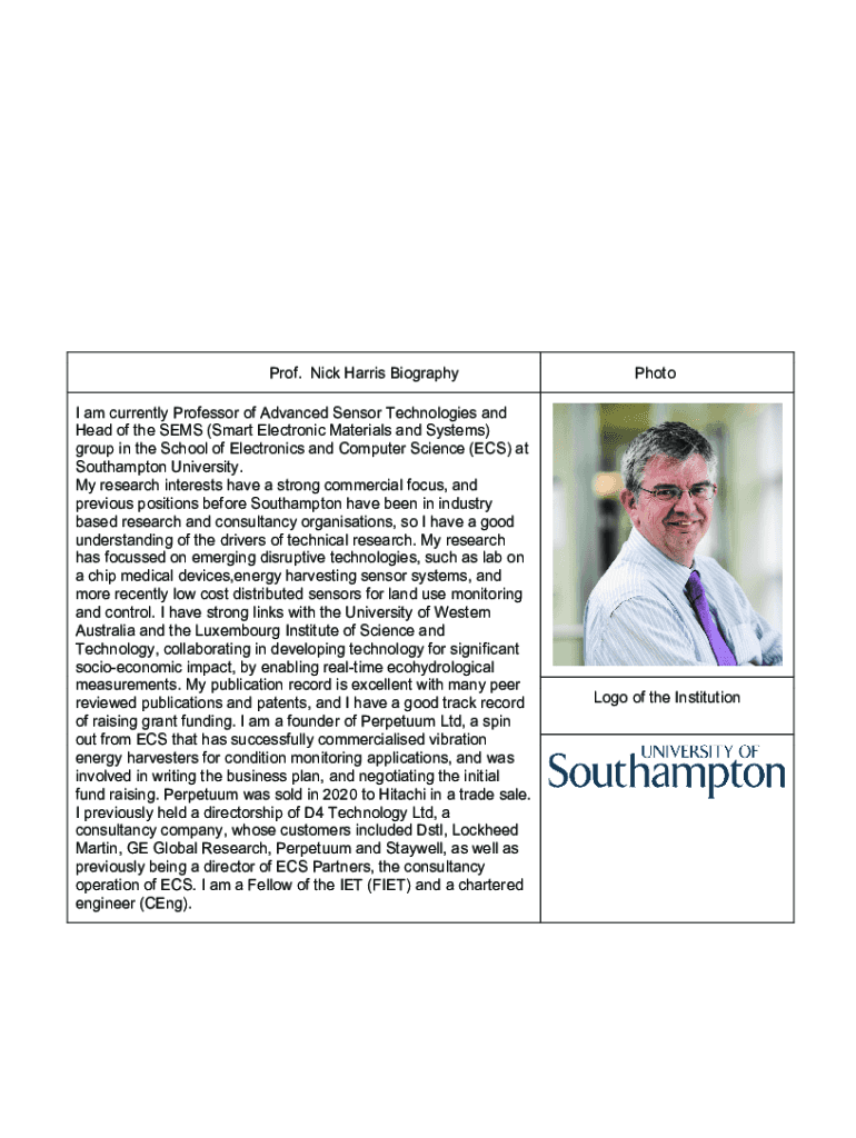 Fillable Online UKMMS2023 Delegate Biography Form.doc Fax Email Print - pdfFiller