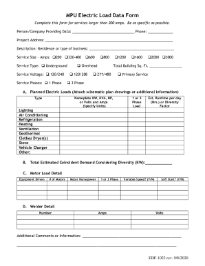 Fillable Online MPU Electric Load Data Form Fax Email Print - pdfFiller