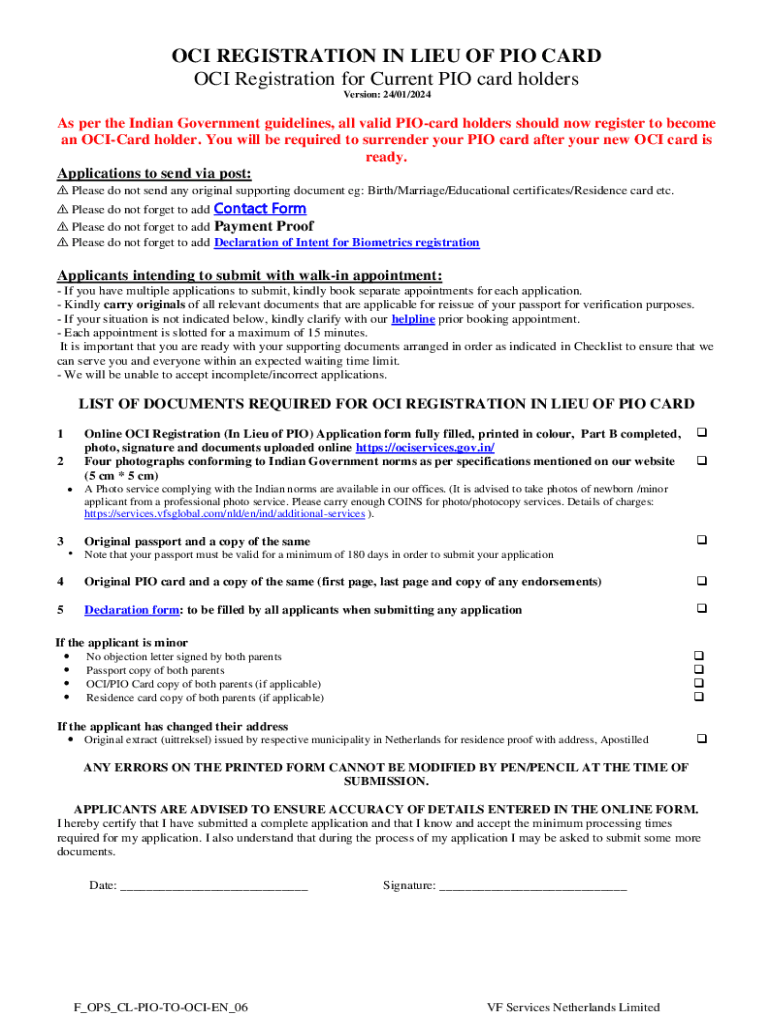 Fillable Online Instructions to Convert PIO card to OCI Card Fax Email ...