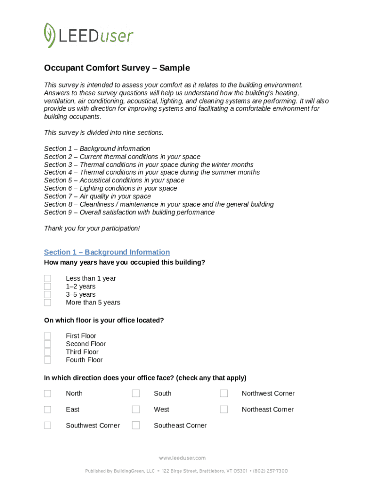 Occupant comfort - occupant surveyU.S. Green Building ... Doc Template ...