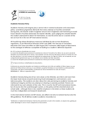 Fillable Online Academic Honesty Policy Academic honesty and integrity ...