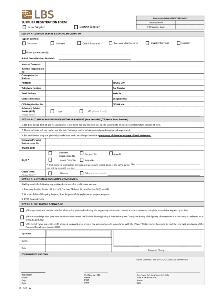 Fillable Online SUPPLIER REGISTRATION FORM editable - 03.01.2022 (Christine).xlsx Fax Email ...