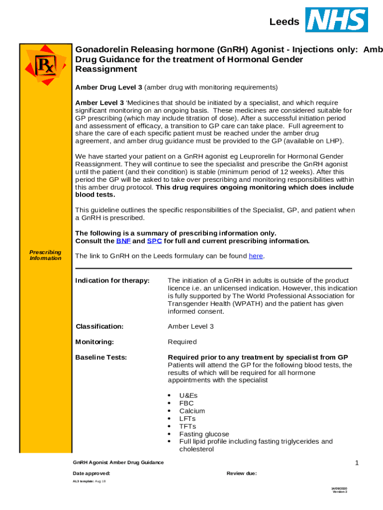 Gonadorelin (Intravenous Route, Injection Route) Doc Template | pdfFiller