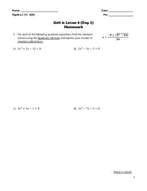 Fillable Online Unit 4: Lesson 8 (Day 2) Homework Fax Email Print ...