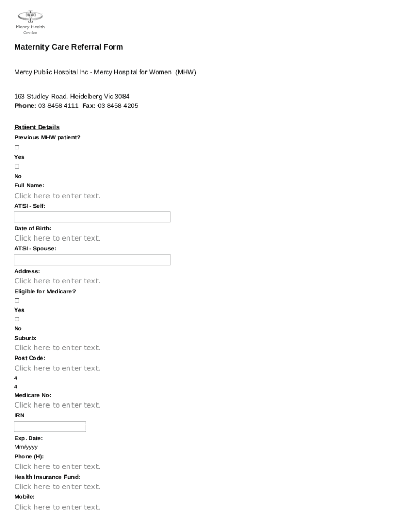 How do I refer a patient to a Mercy Perinatal clinic? Doc Template | pdfFiller