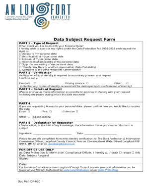 Third Party Data Subject Request Doc Template | pdfFiller