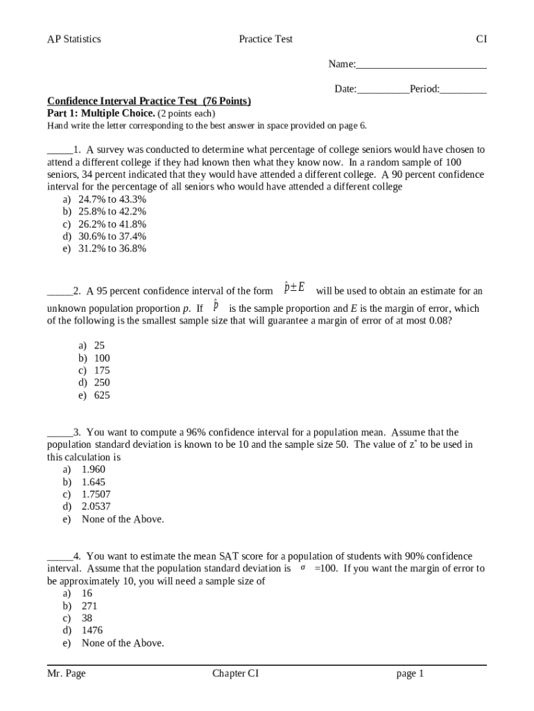 AP Statistics FRQ 4 Doc Template | pdfFiller