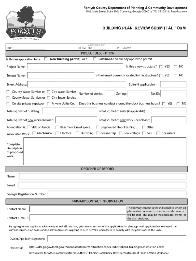 Fillable Online BUILDING PLAN REVIEW SUBMITTAL FORM Fax Email Print ...