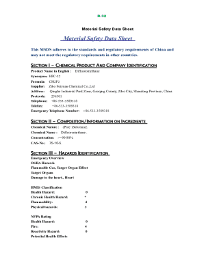 Fillable Online This MSDS adheres to the standards and regulatory ...