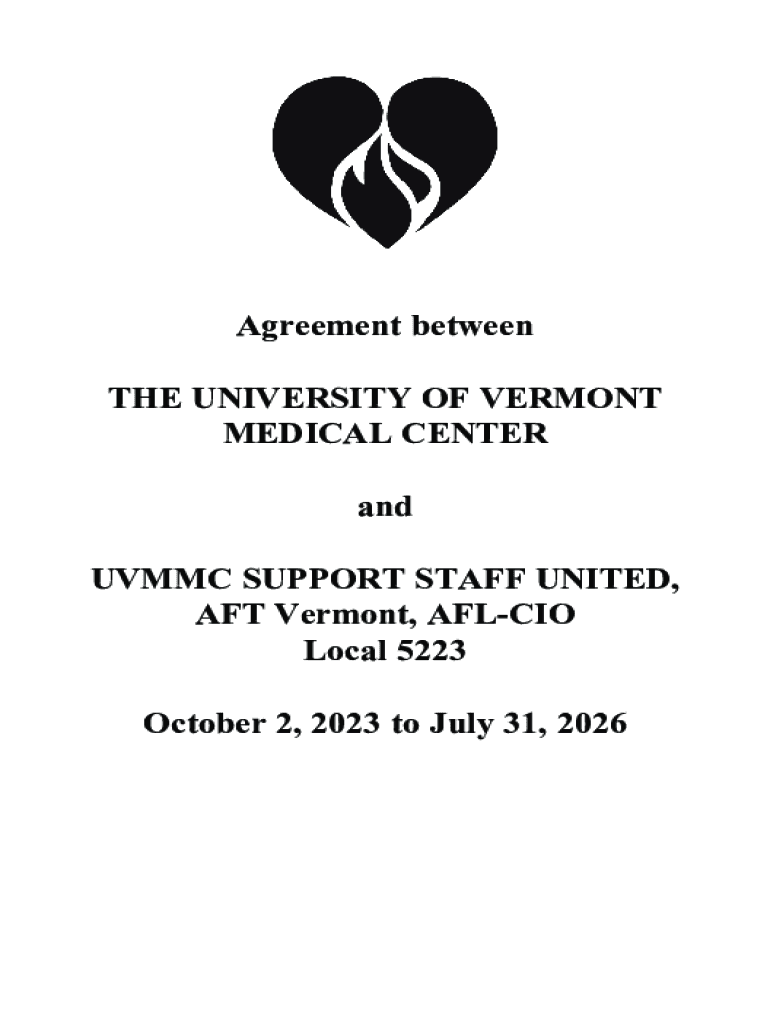 Fillable Online UVM Medical Center, support staff union reach agreement ...
