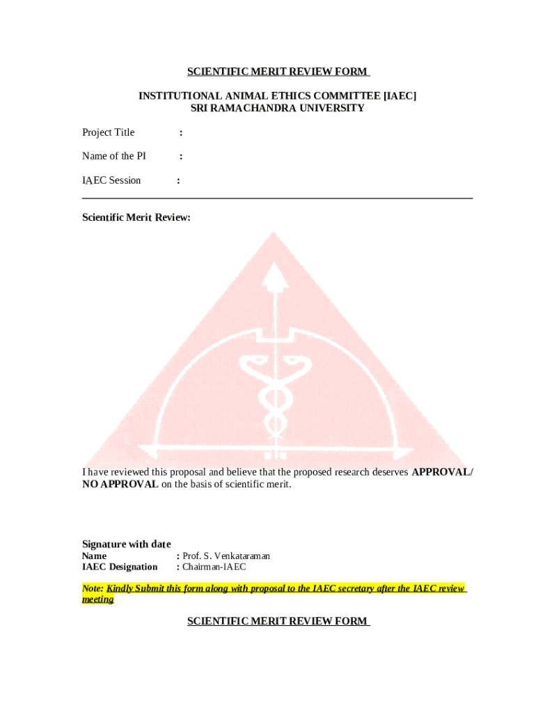 SCIENTIFIC MERIT REVIEW Doc Template | pdfFiller