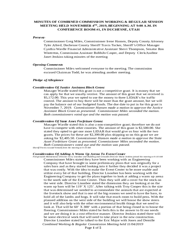 Commissioner Greg Miles, Commissioner Irene Hansen, Deputy County ...