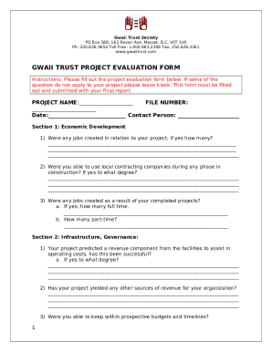 Direct Component Project Evaluation Doc Template | pdfFiller