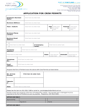 application for crew permits - Port of Portland Doc Template | pdfFiller