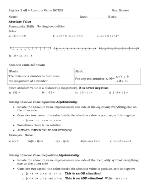 Fillable Online Solve an absolute value inequalityCollege Algebra Fax ...