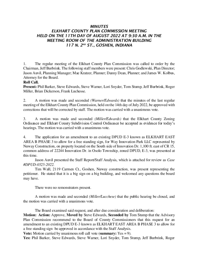 Fillable Online HELD ON THE 11TH DAY OF AUGUST 2022 AT 9:30 A Fax Email Print - pdfFiller