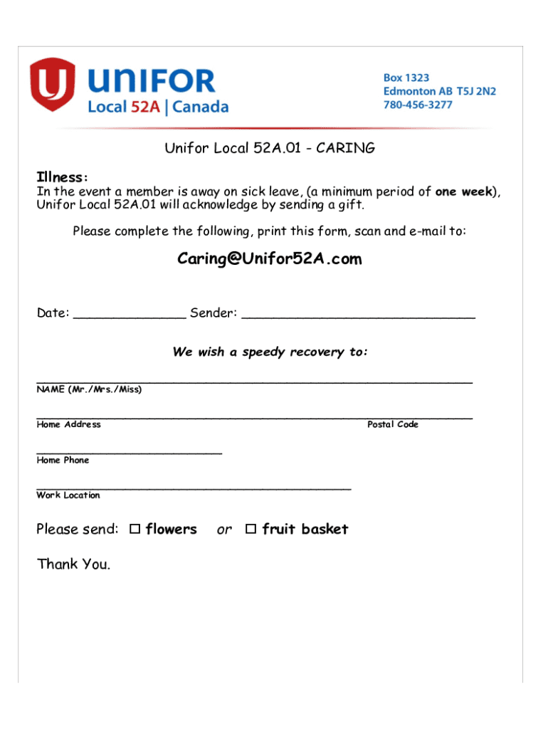 Fillable Online Leaves of Absence - Unifor Fax Email Print - pdfFiller