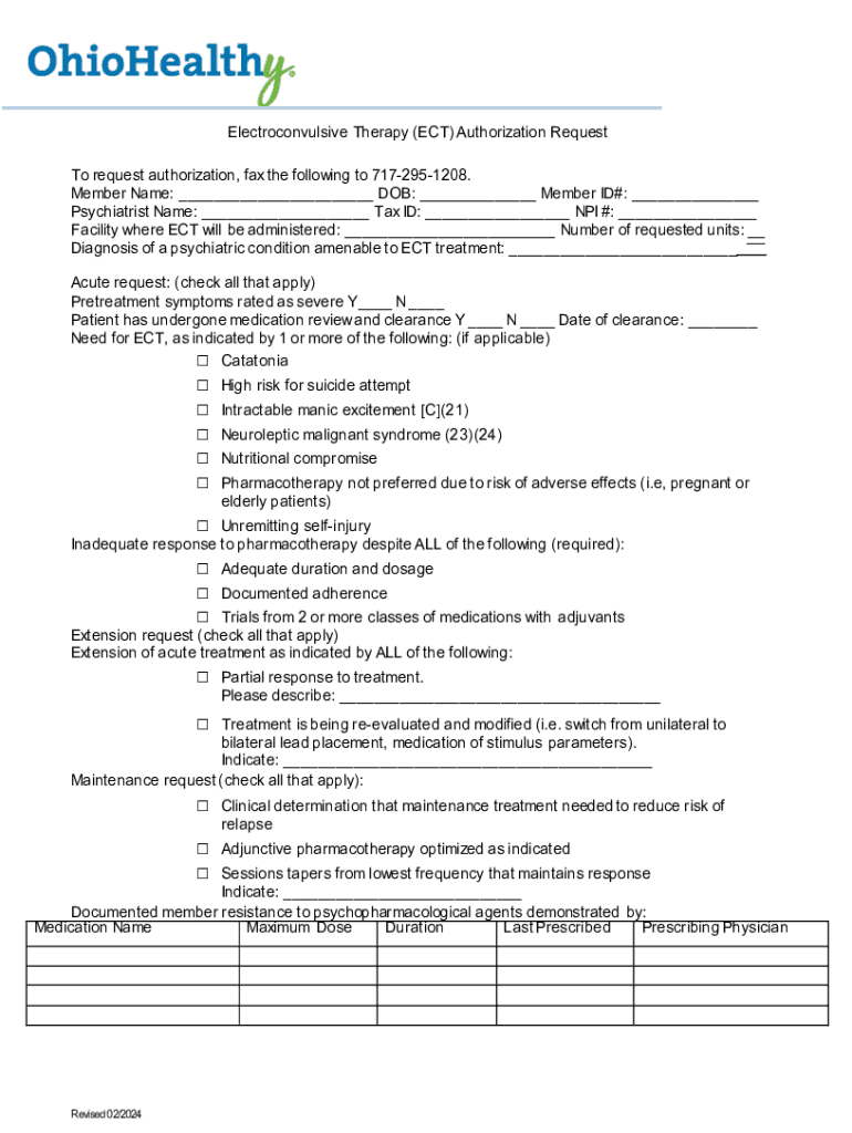 Fillable Online electroconvulsive Therapy Authorization Request-updated.docx Fax Email Print ...