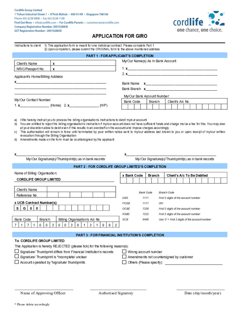 Fillable Online r/SMUSingapore - GIRO application form?? Fax Email ...