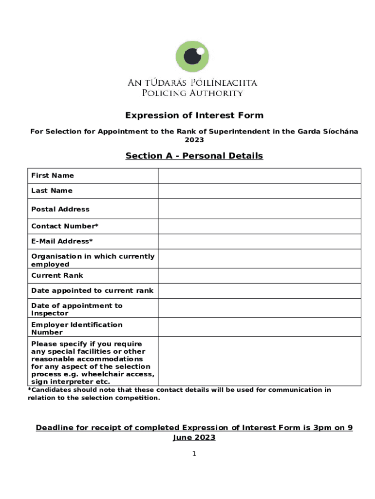 SI2023 Expression of Interest Doc Template | pdfFiller