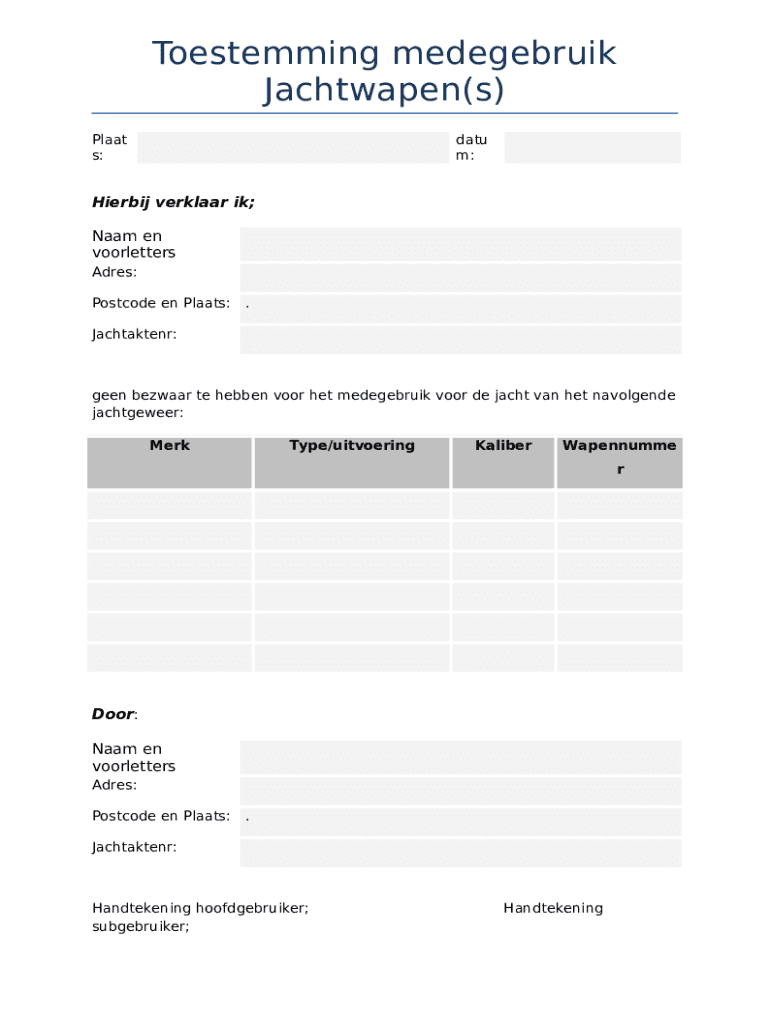 Mag een jager het geweer van een andere jager gebruiken? Doc Template | pdfFiller