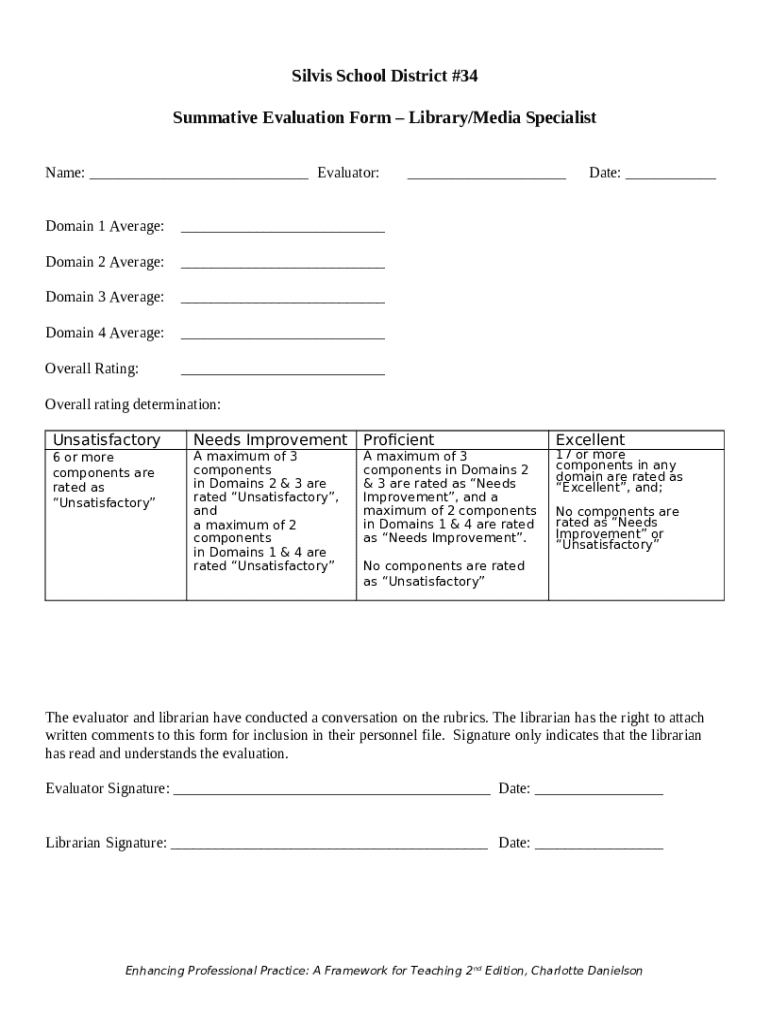 Silvis School District #34 Summative Evaluation Doc Template | pdfFiller