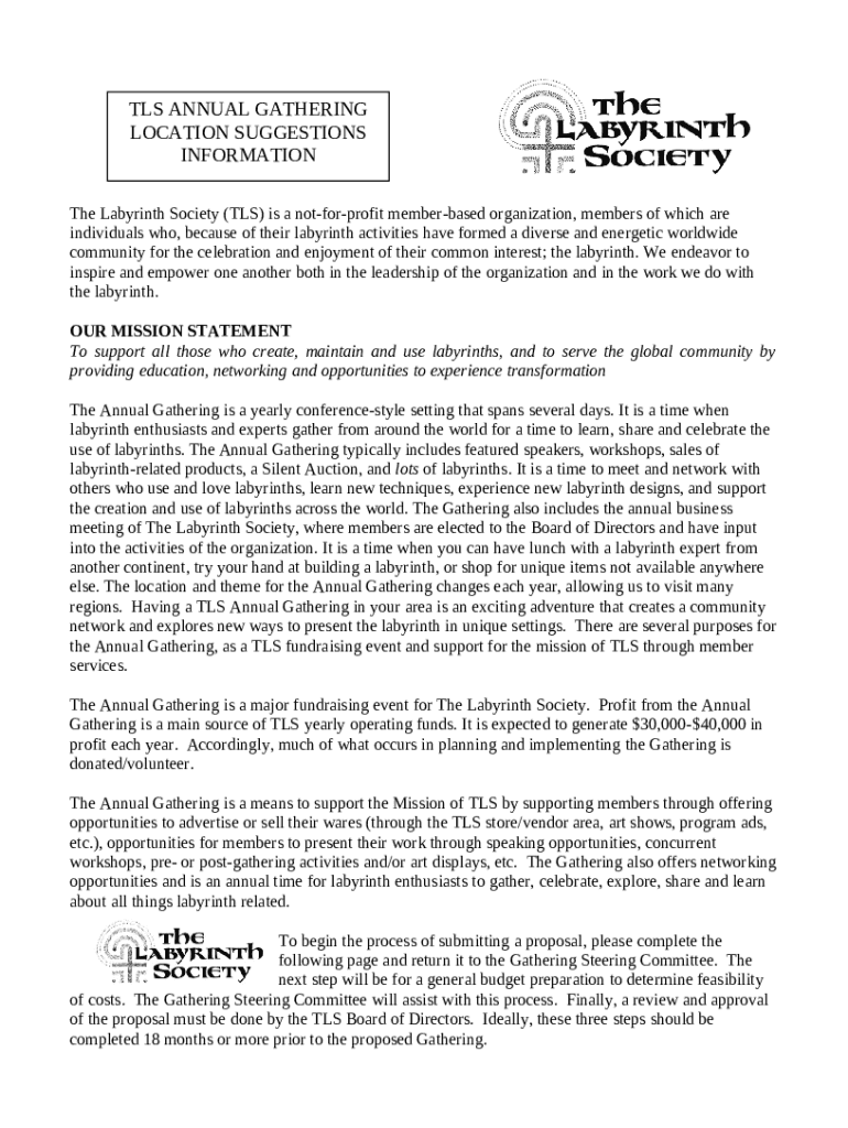 TLS Annual Gathering Proposal Preliminary Ination Gathering Doc Template | pdfFiller