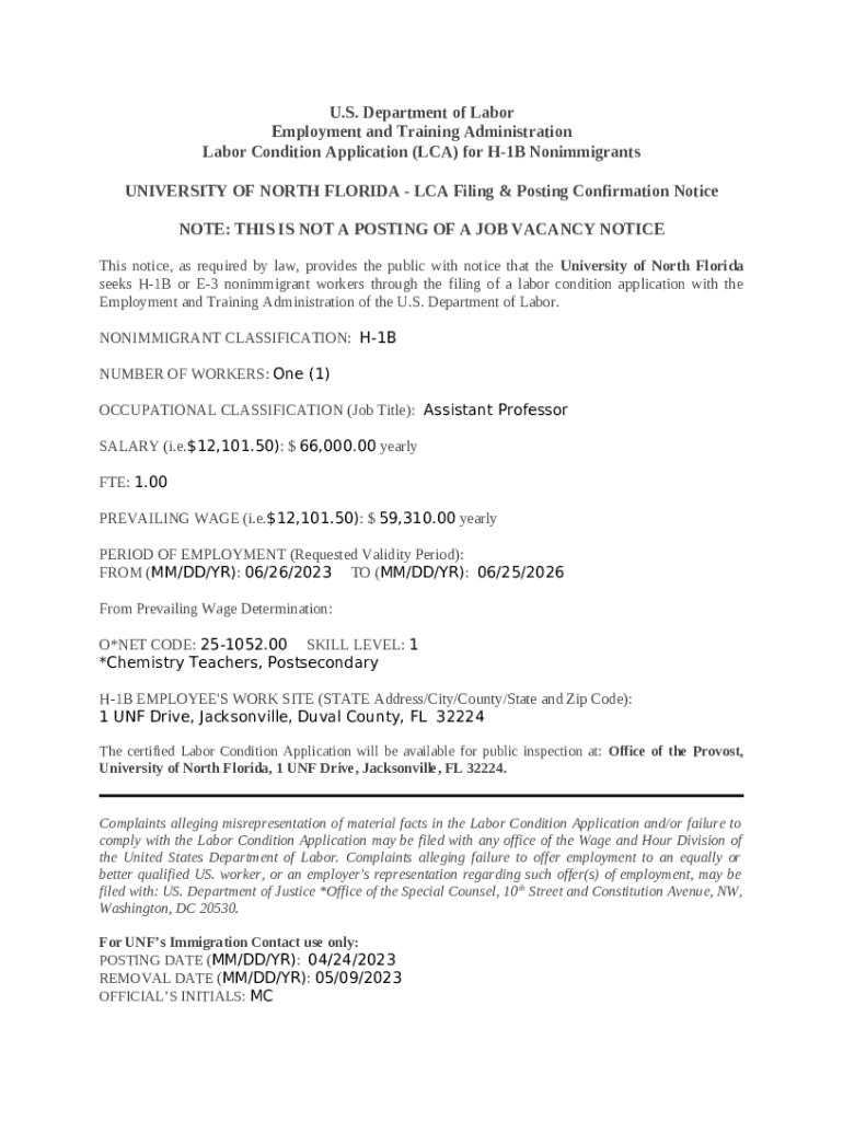 NONIMMIGRANT CLASSIFICATION:H-1B Doc Template | pdfFiller