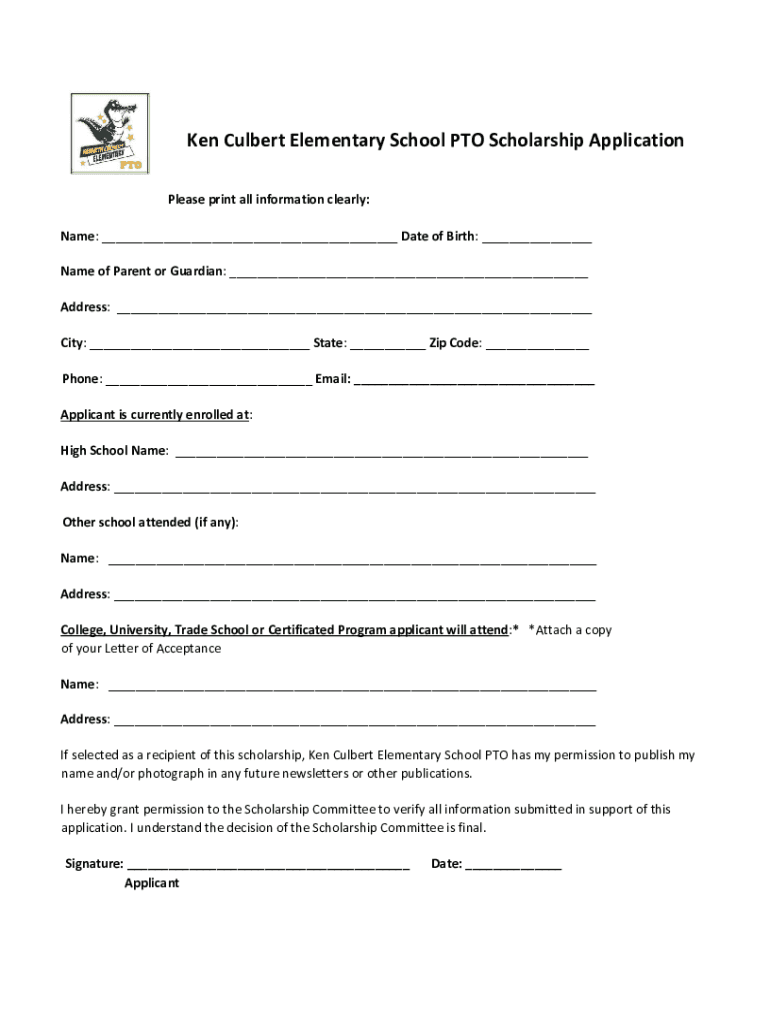 Fillable Online Fillable Online lcps Ken Culbert Elementary School PTO ...