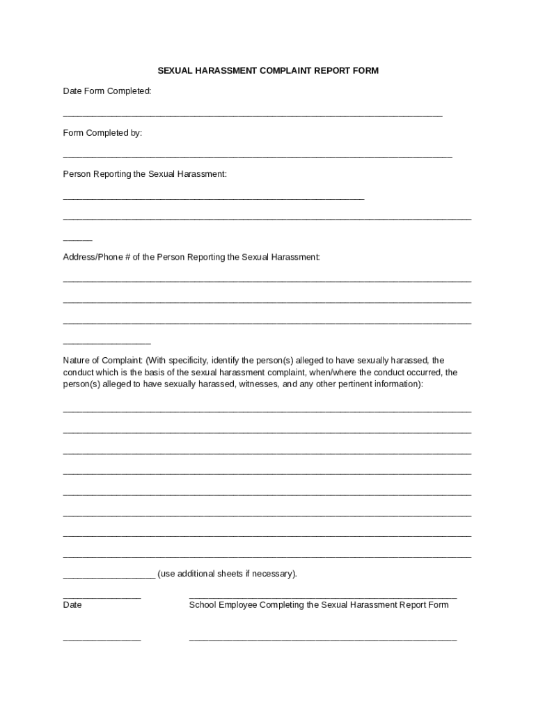 ACAA-E (1): Sexual Harassment Complaint Report - corsica-stickney k12 ...
