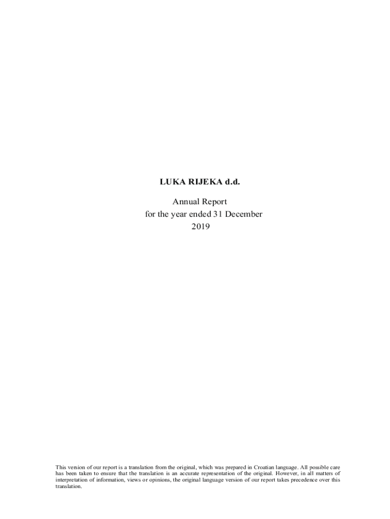 Fillable Online LUKA RIJEKA d.d. Annual Report for the year ended 31 ... Fax Email Print - pdfFiller