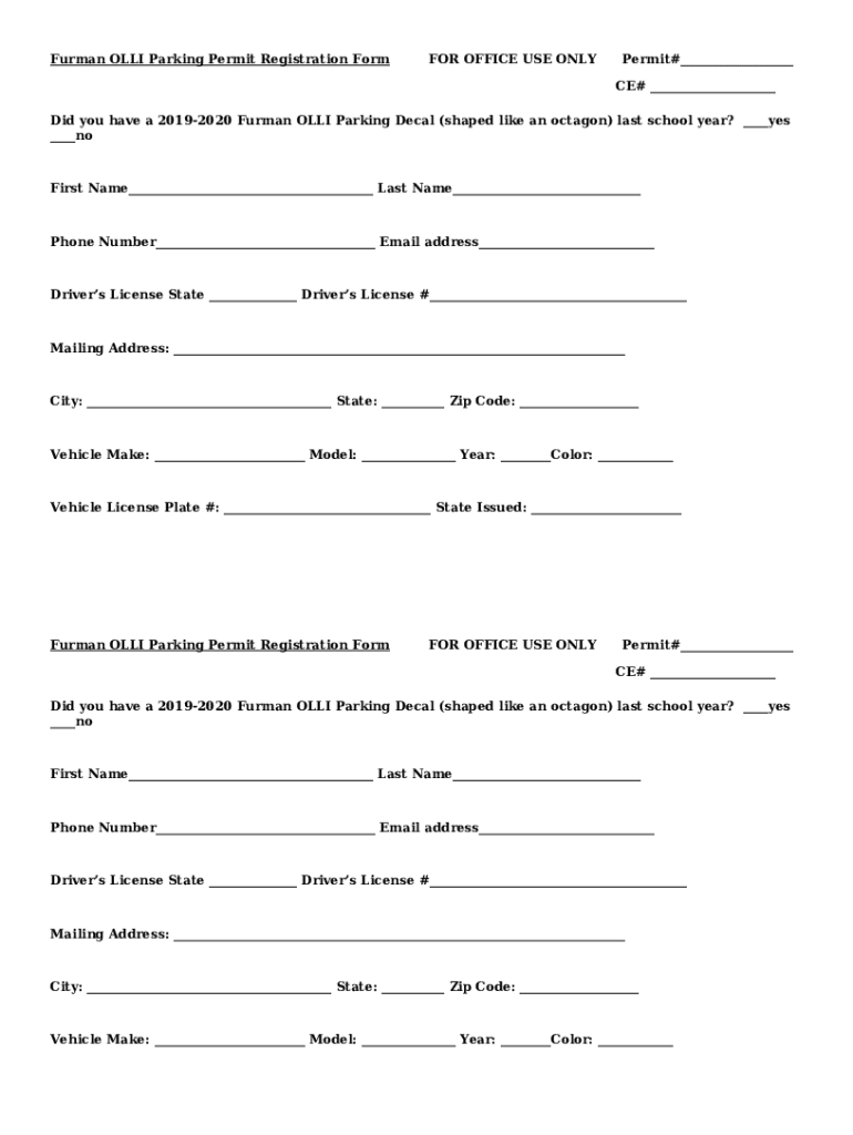 Parking-Permit-Registration-. ... Doc Template | pdfFiller