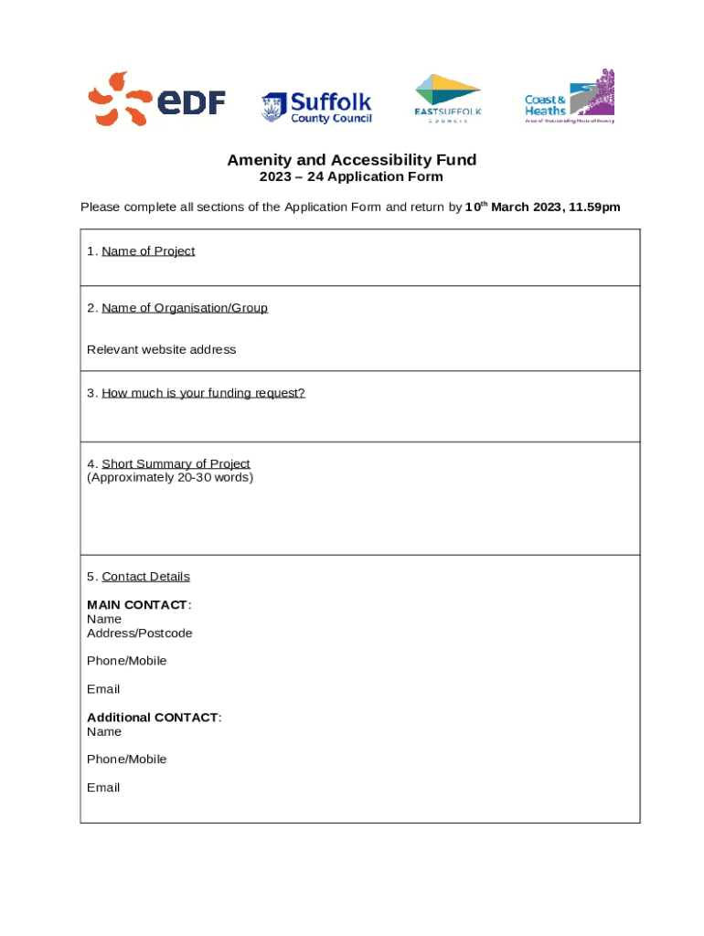 Amenity and Accessibility Fund Doc Template | pdfFiller