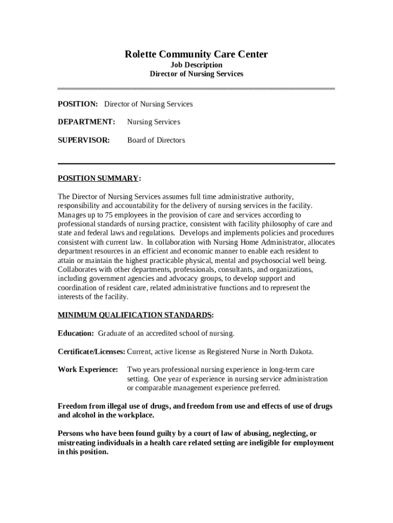 Director Of Nursing Services Job Description Template Doc Template ...